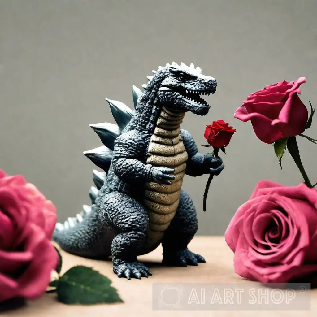 Godzilla, roses, love, valentine's day,