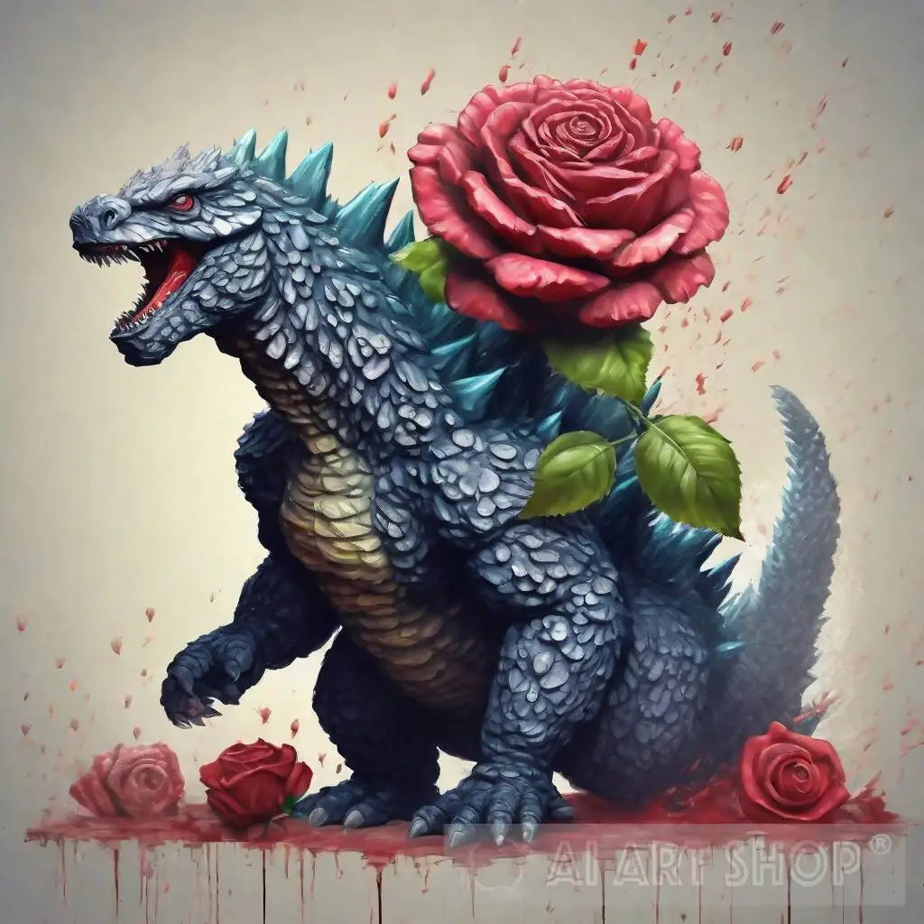 Godzilla, roses, love, valentine's day,