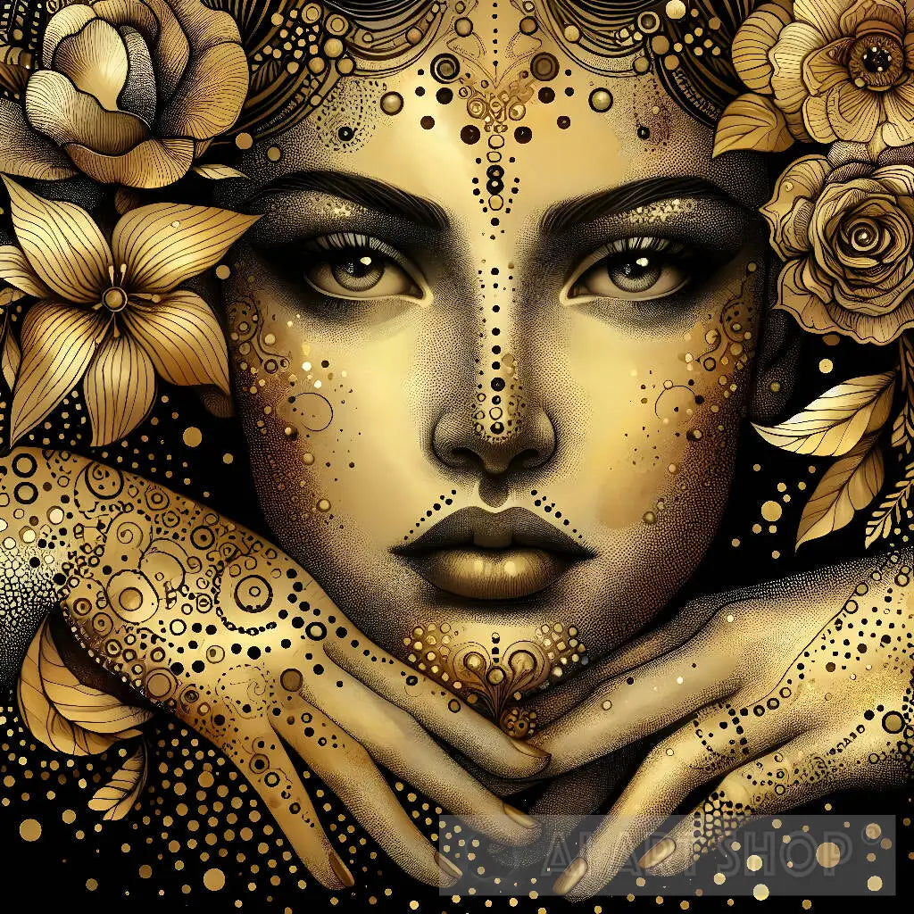 Gold Face Of A Woman, Golden Elegance, Feminine Strength, Timeless ...