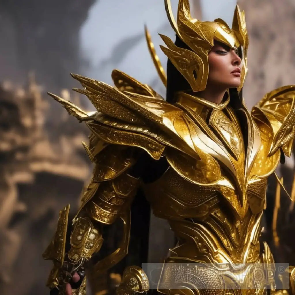 Gold warrior portrait beautiful golden battle