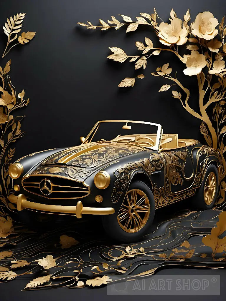 Golden Car wall art