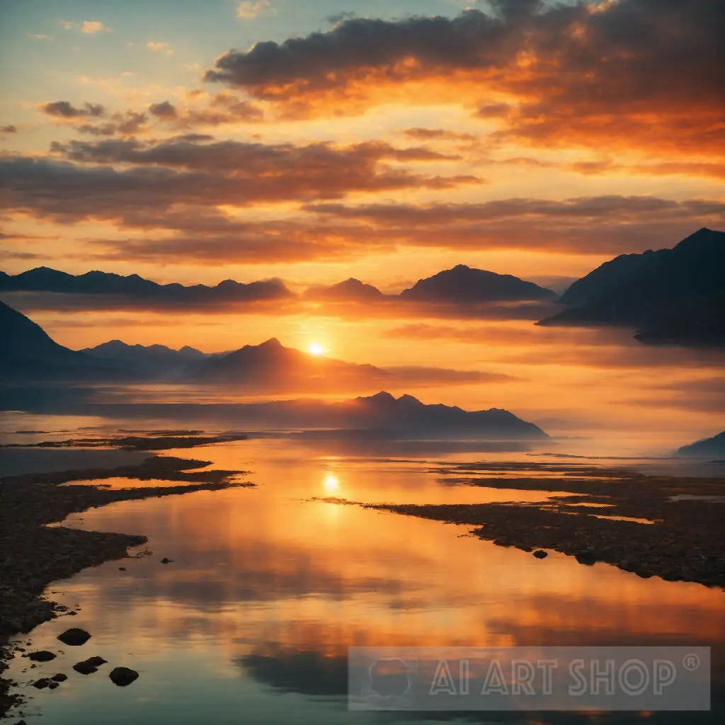"Golden Embrace: A Captivating Sunset Symphony"