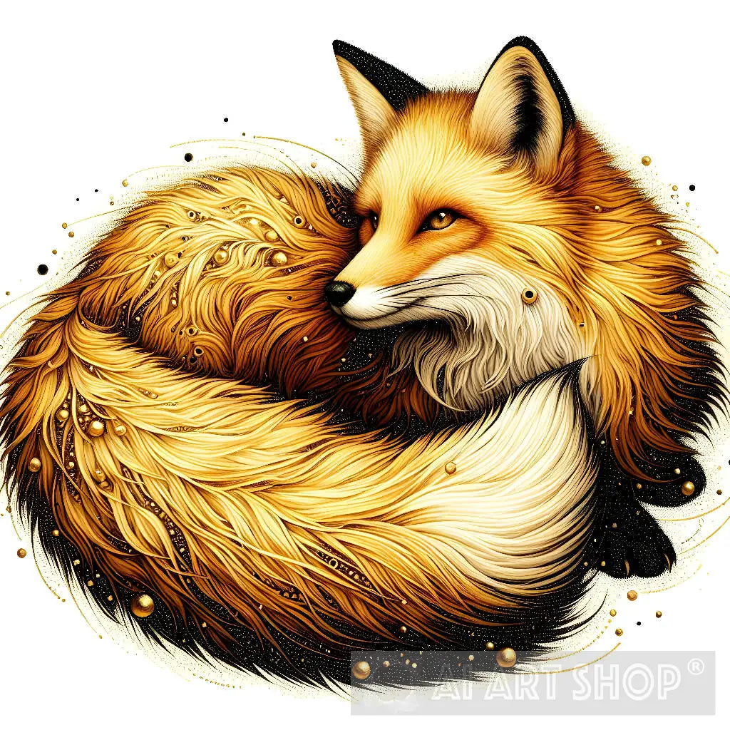 Golden Fox, Wildlife Art, Fox, Nature's Elegance, Regal Presenc...