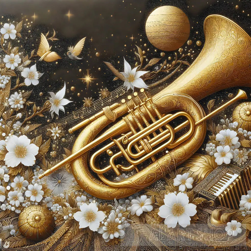Golden Trumpet, Musical Art, Brass Instrument, Opulent Design, Musi...