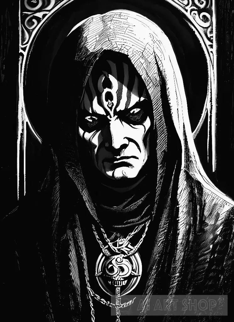 Gothic drawing of a Hooded Demon