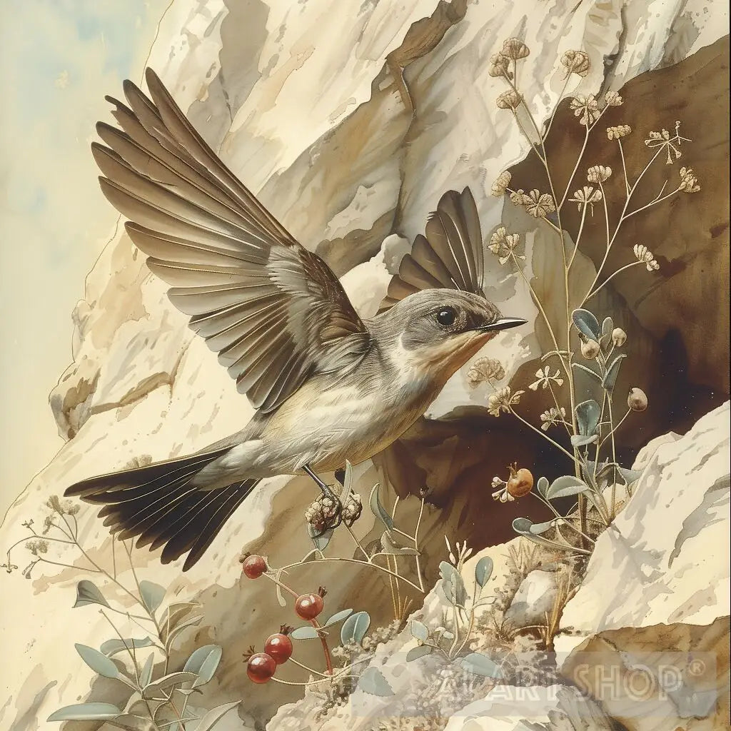 Swift, Bird in Flight, Wild Berries, Cliffside Flora, Wing Structur...