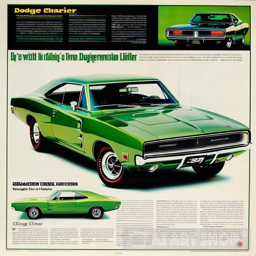Green 1968 Dodge charger Informational poster