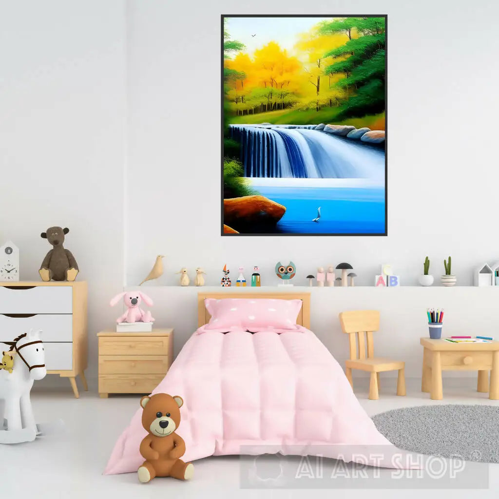 Green Nature, Waterfall Scenery, Natural Beauty, Cascading Waters,