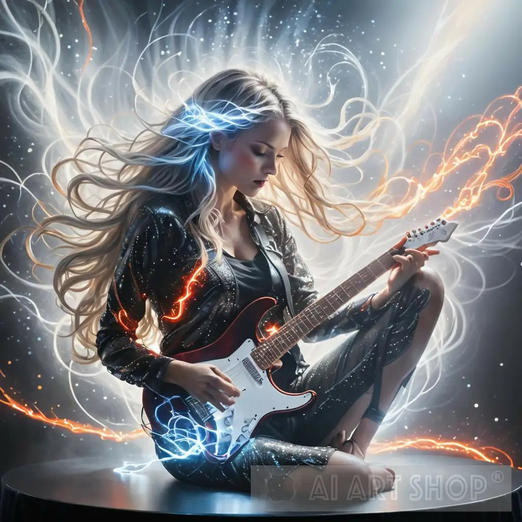 digital art electric guitar music art dynamic composition vibrant c...