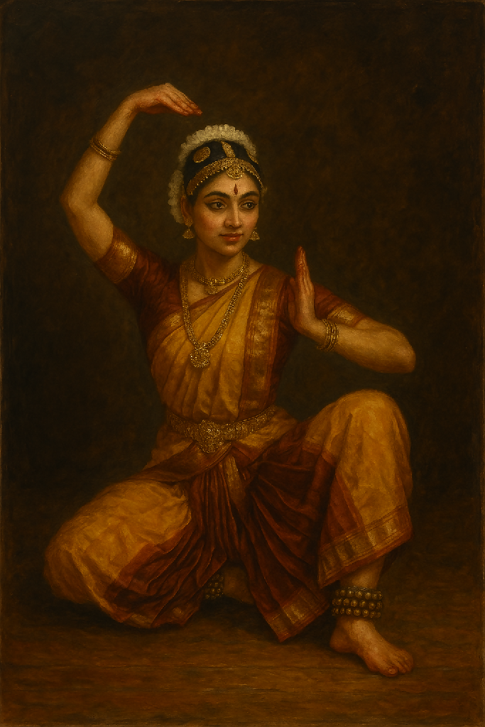 “Bharatanatyam Classical Dancer Oil Painting – Indian Art”
