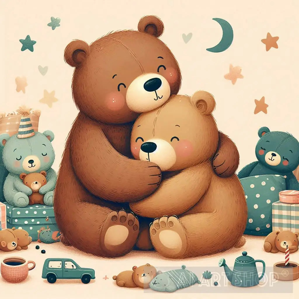 happy bears cuddling, cute critters, by oliver jeffers