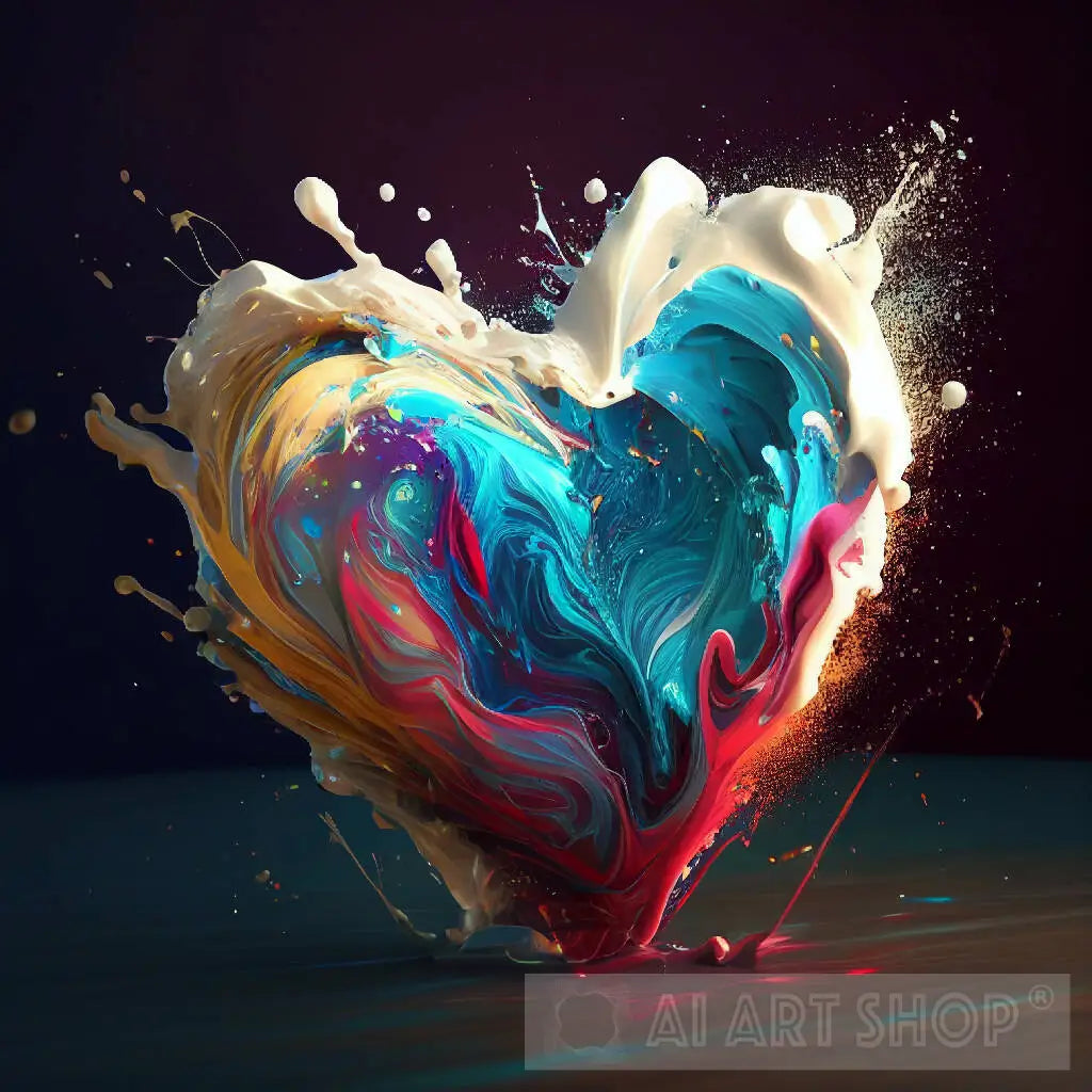 Heart Of Paint, Heart, Color Splash, Abstract Heart, Colorful Expre...