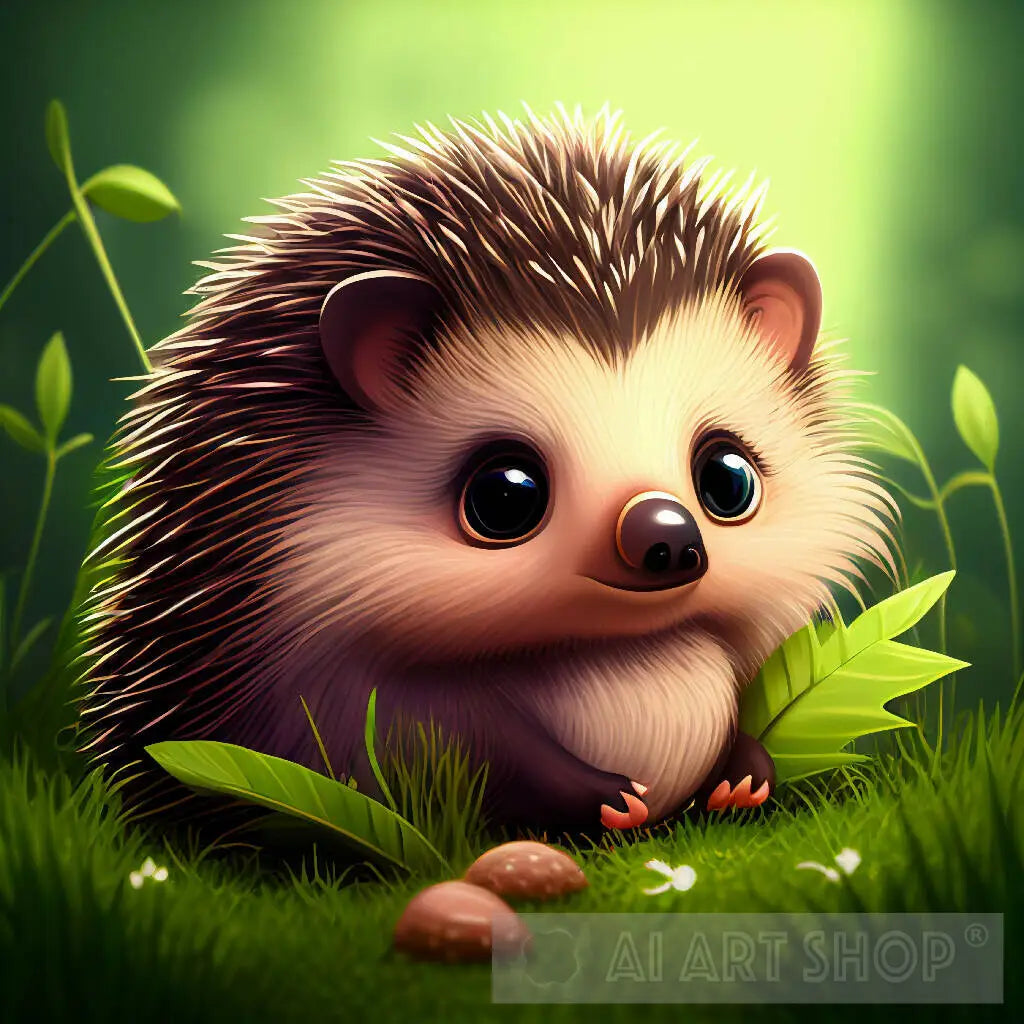 hedgehog, animals, forest, trees, flowers green background, nature