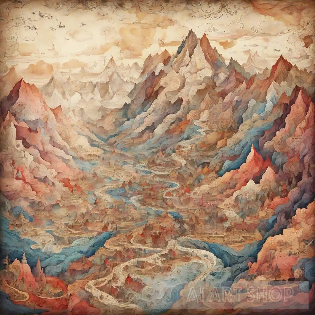 Nature,mountains,mysterious map,Wall Art