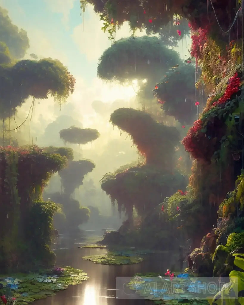 Beautiful, Colorful, nature, art, ai, wild, gorgeous, plants, river