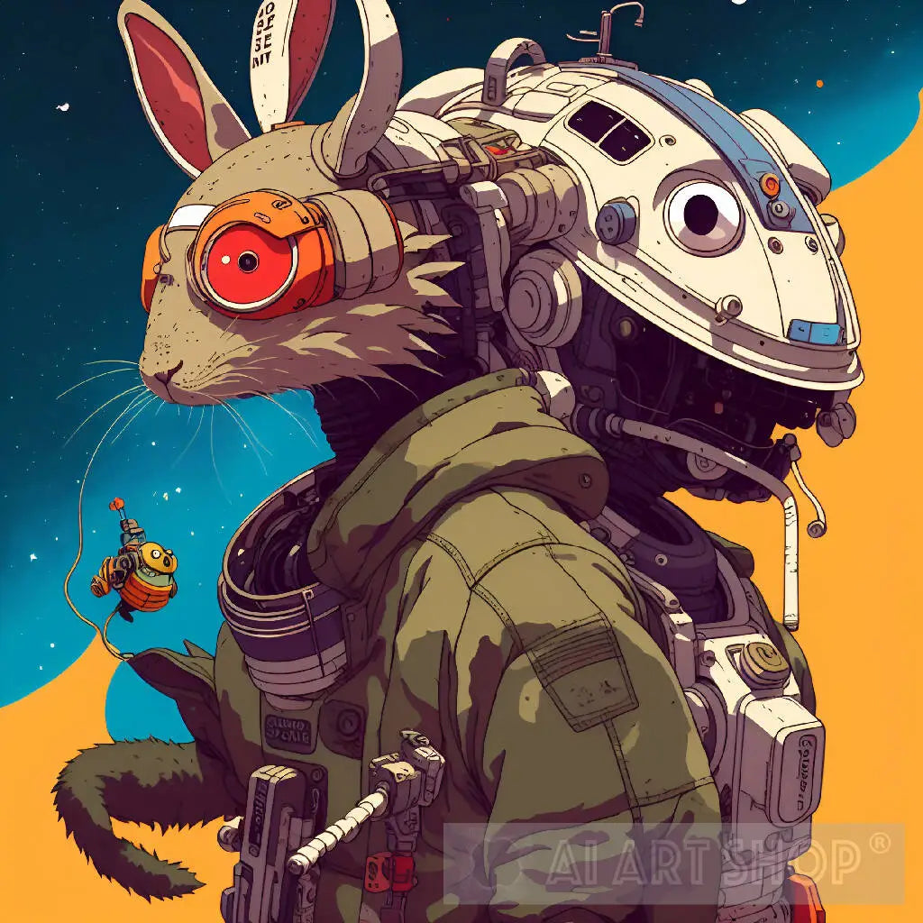 Rabbit Monster in Space: A Fusion of Artistic Styles