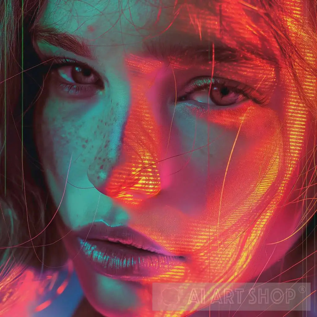 Hypnotic: A Neon Glitch Pop Art Portrait