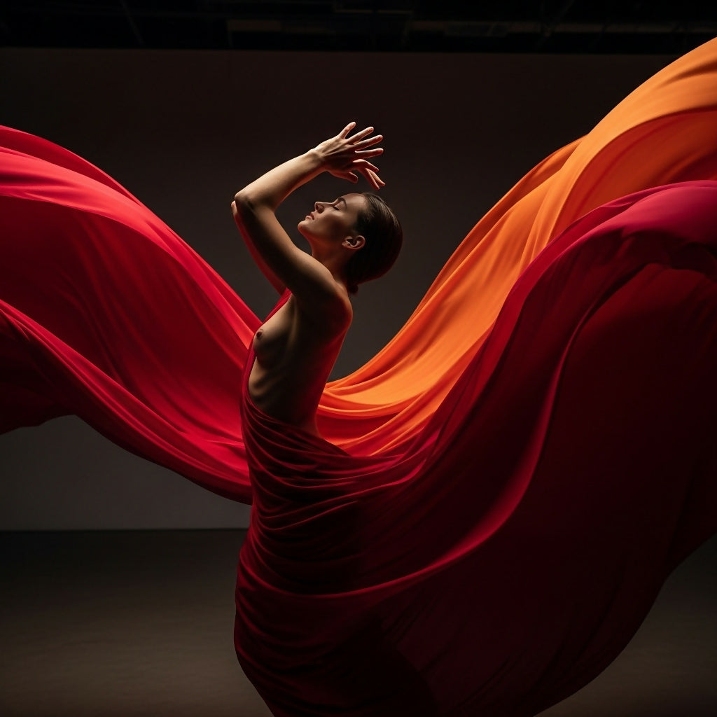 Vital Flow - Expressionist AI Art of Dynamic Fabric and Figure
