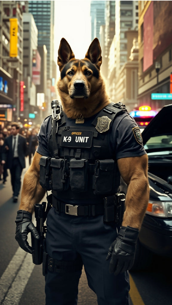 Dogo the K9 Officer – AI-Generated Anthropomorphic Police Dog