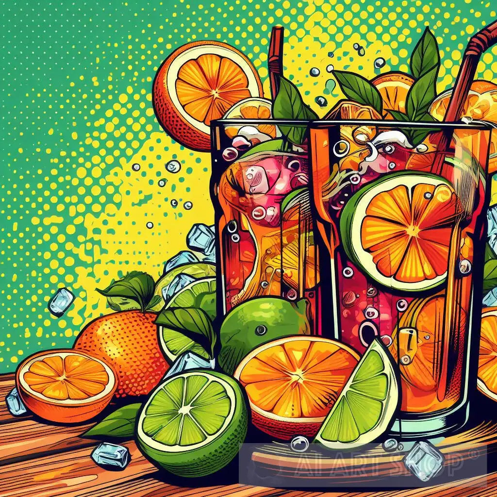 Ice tea pop art , tropical art