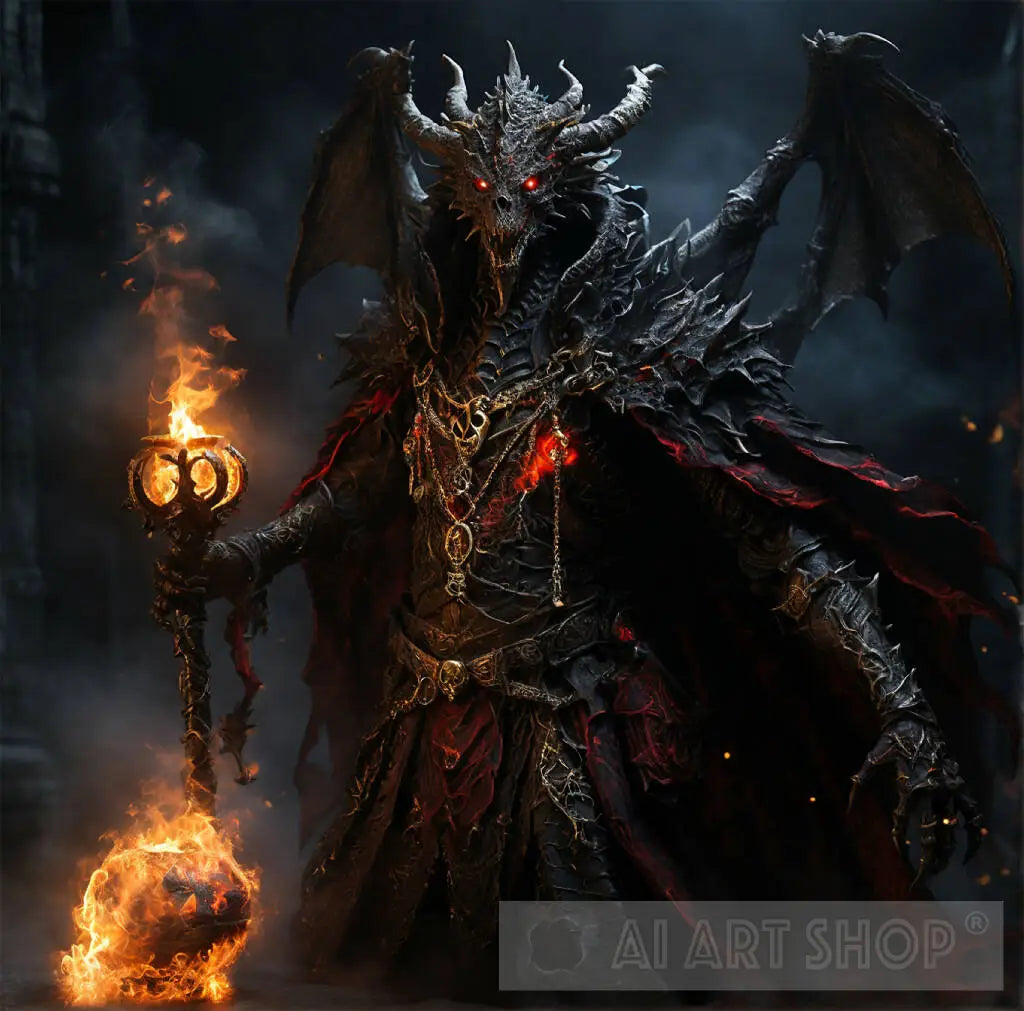 Imagine powerful skeleton terrifying dragon head glowing eyes