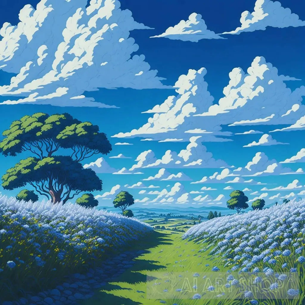 Landscape, Nature, Cloud, Trees, Wildflowers, Peaceful