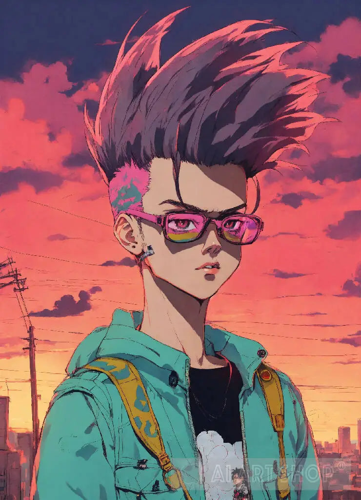 In the style of 90's vintage anime,