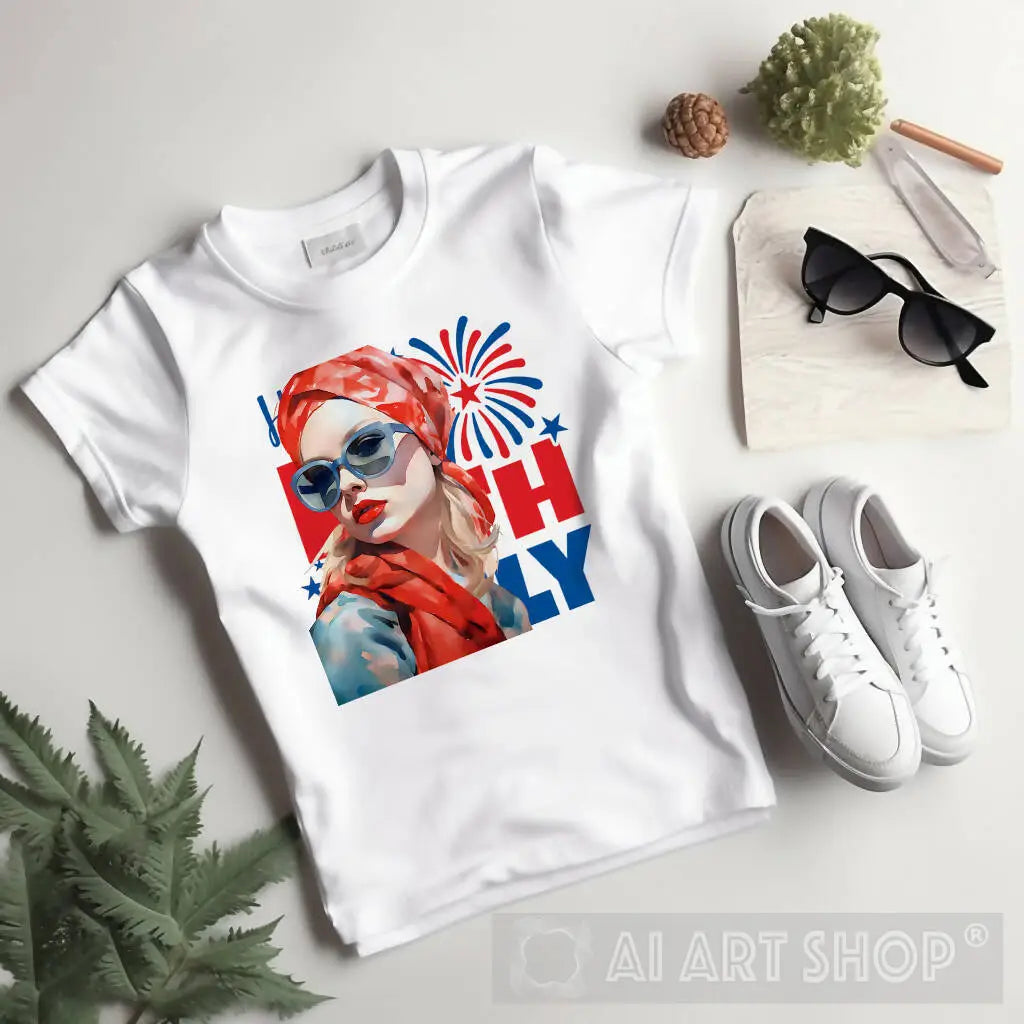 Independence Chic: Stunning AI Artwork Portrait for the 4th of July...