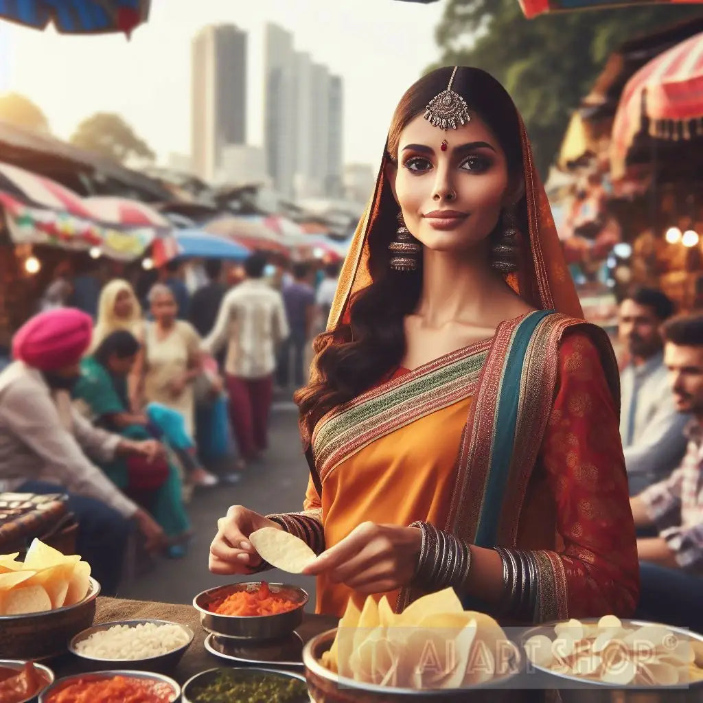 Entrepreneurial Spirit: Modern Indian Woman in Vibrant Marketplace