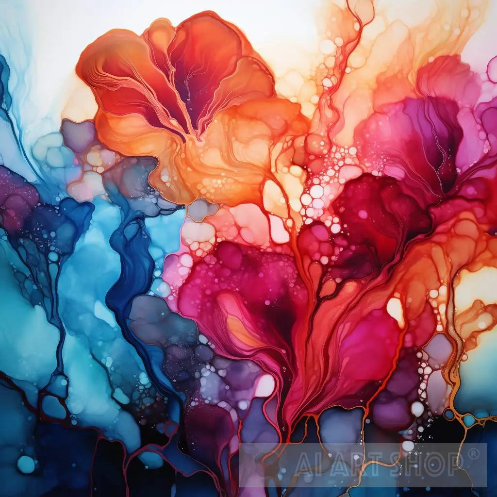 Ink Blooms: Ethereal Florals in Alcohol Symphony