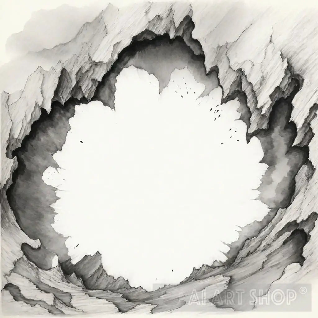 Japanese Sumi Ink Painting Mountain Silence Void Serene Mystique Qu...