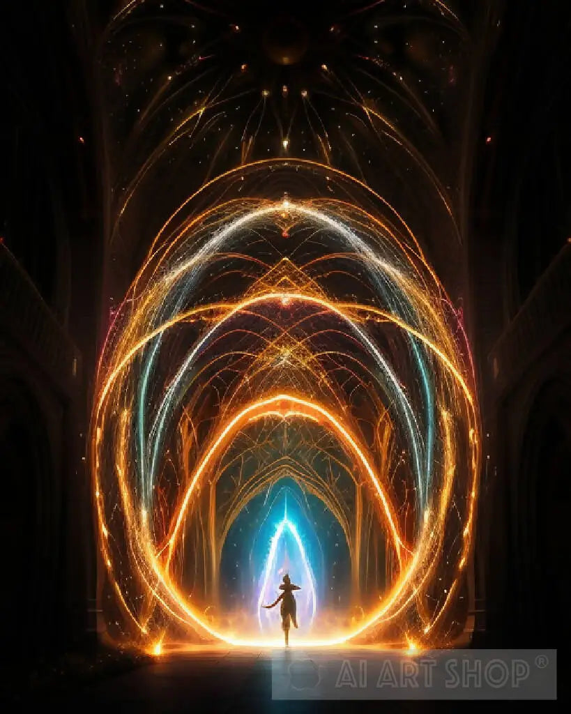 Interdimensional traveler opening up a portal to another world