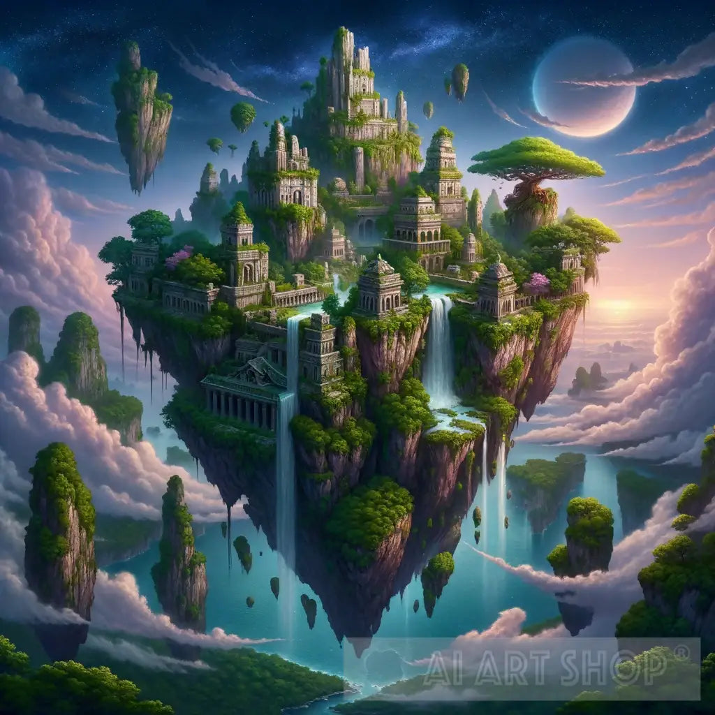 Digital Drawing - Island of Legends: Floating Mythical Landscape