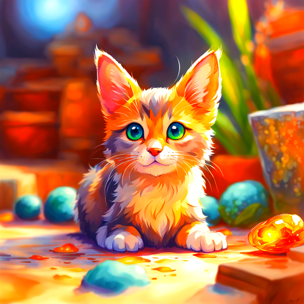 Vibrant Curiosity: A Kitten Amongst Colors
