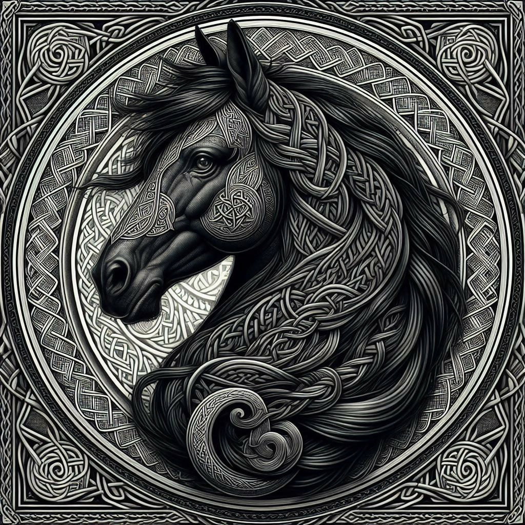 Celtic Spirit Horse – Mythical Line Art with Tribal Elegance