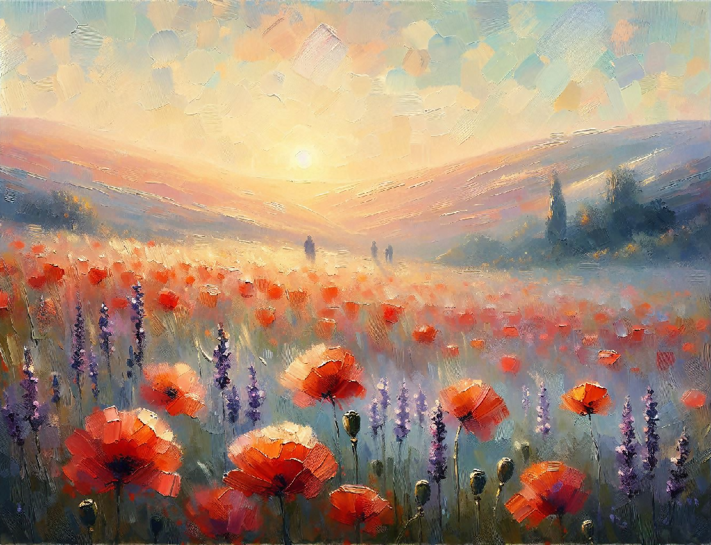 poppy, impressionism, colorful, California,