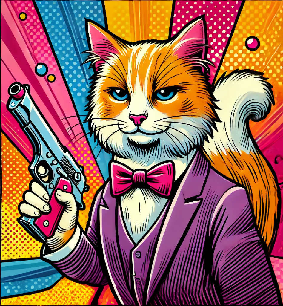 cat with a gun-street art by oneiron_art