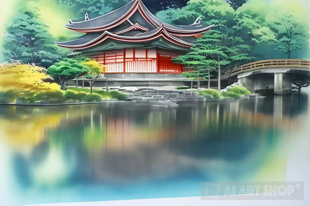 Japanese hut on the water