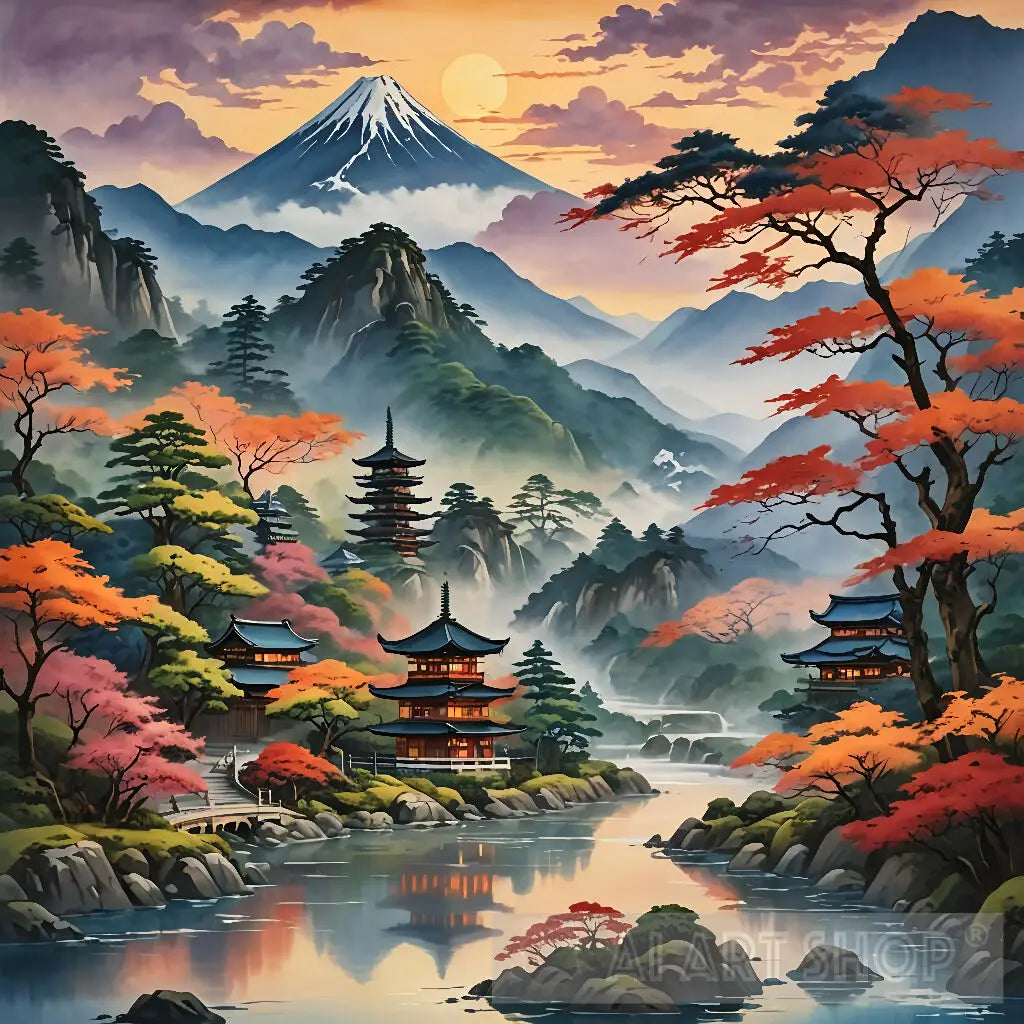 Japanese landscape AI art Generated
