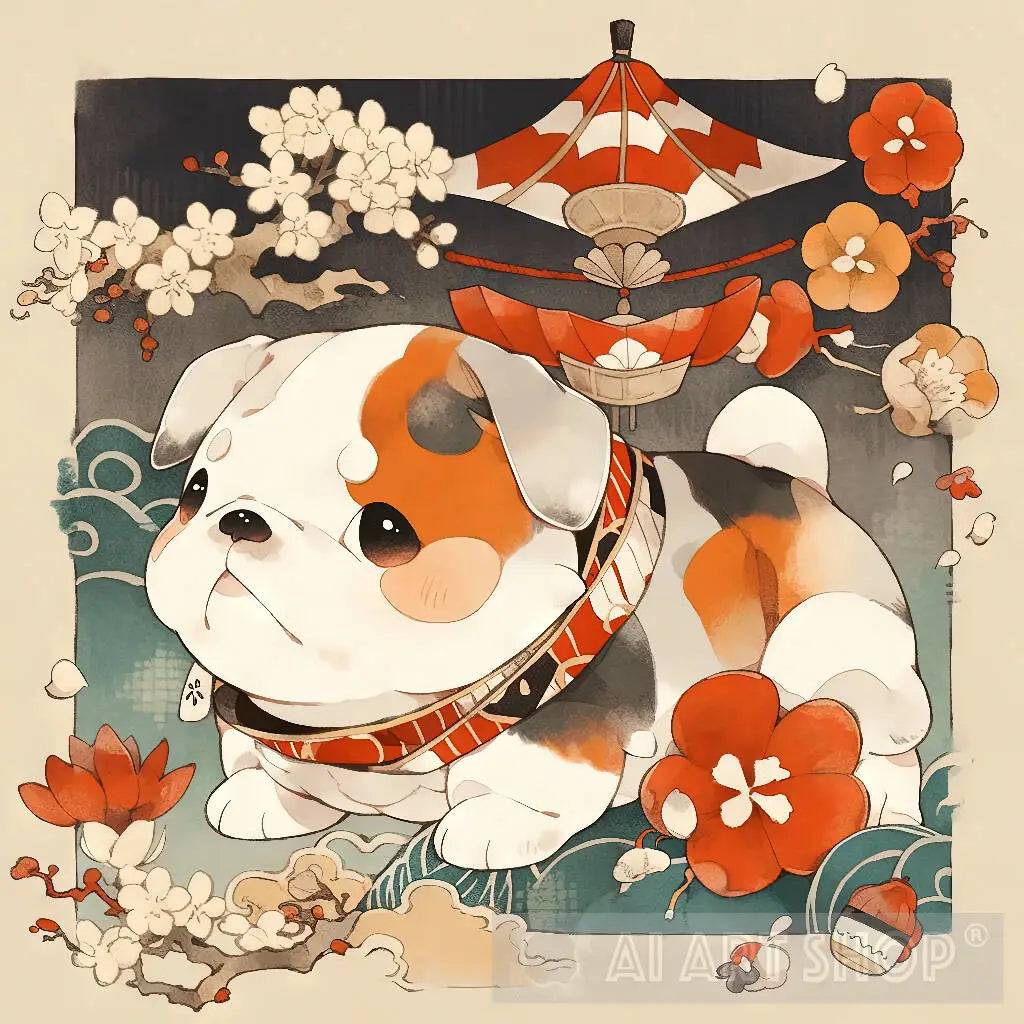 Japanese Woodblock Bulldog Puppy 2