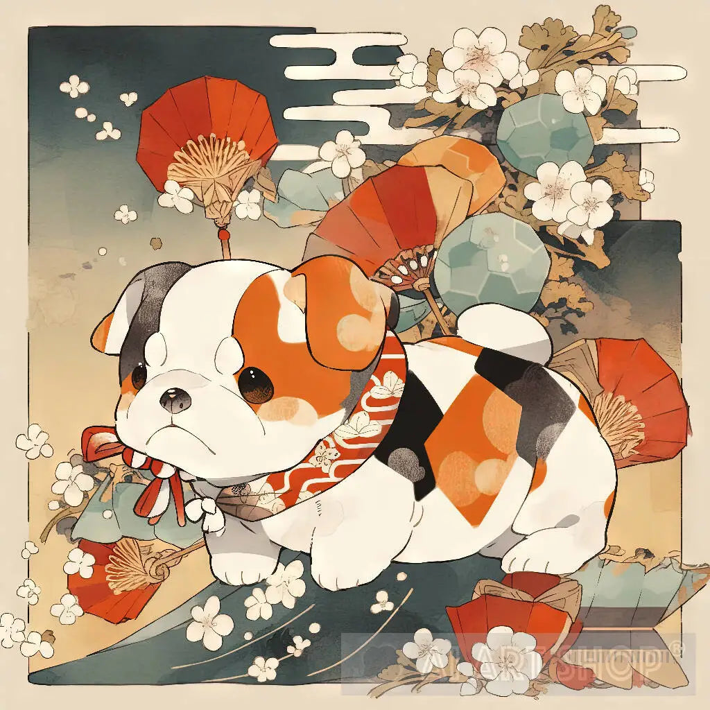 Japanese Woodblock Bulldog Puppy 3