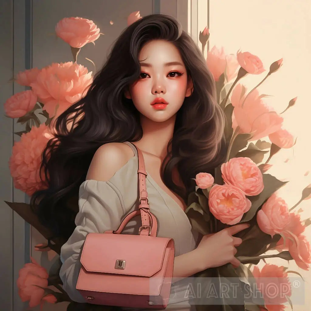 Jennie Kim with blooming flowers