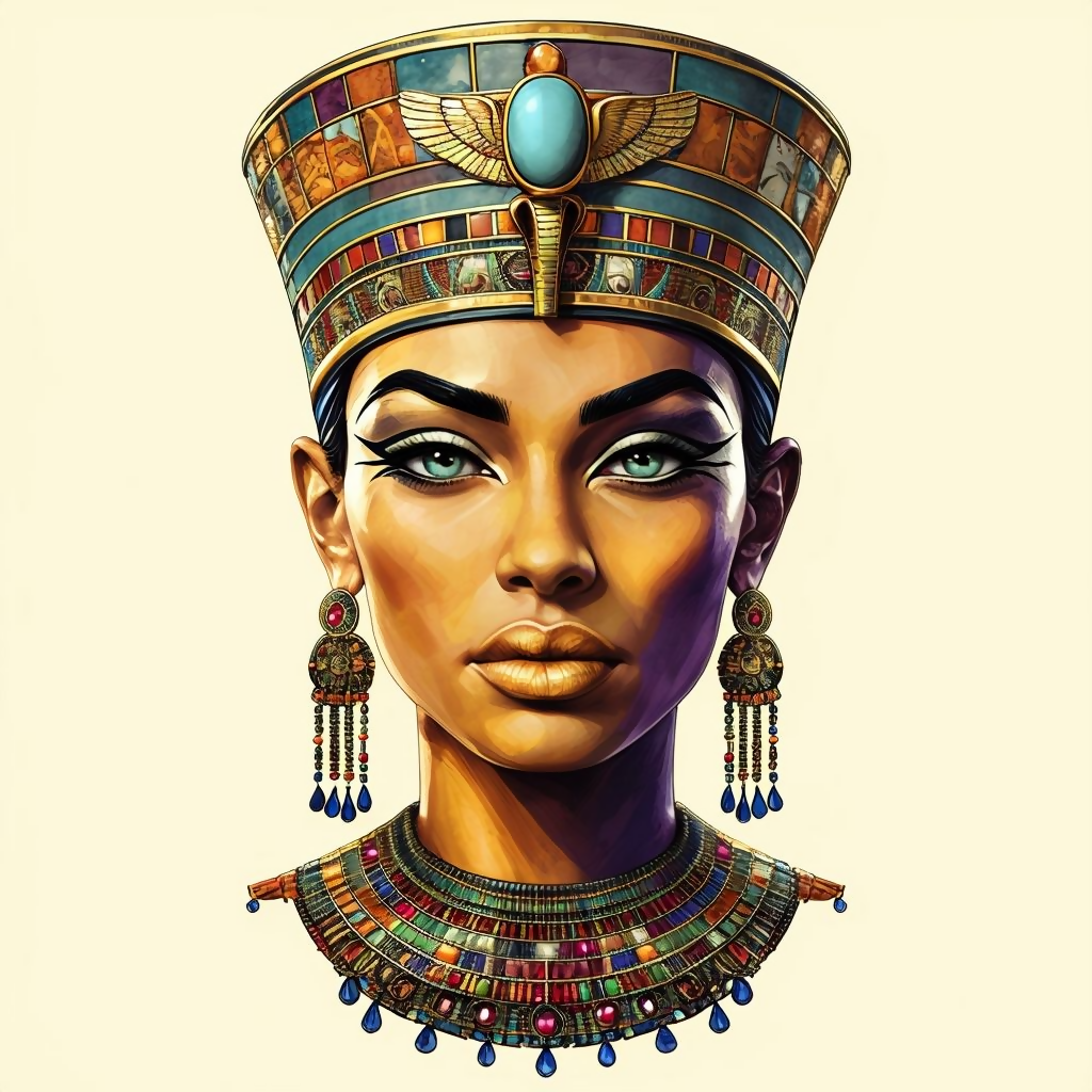 Modern Digital Portrait of an Ancient Egyptian Queen, Egyptian quee...