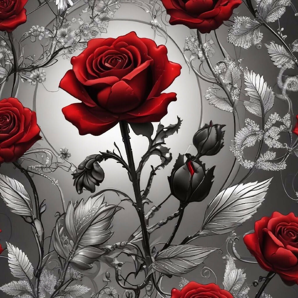 Red roses silver design