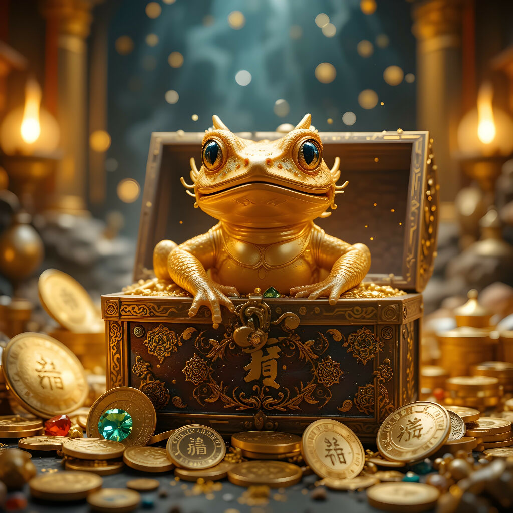 Ai generated art, fantasy art, mythical art, golden dragon frog