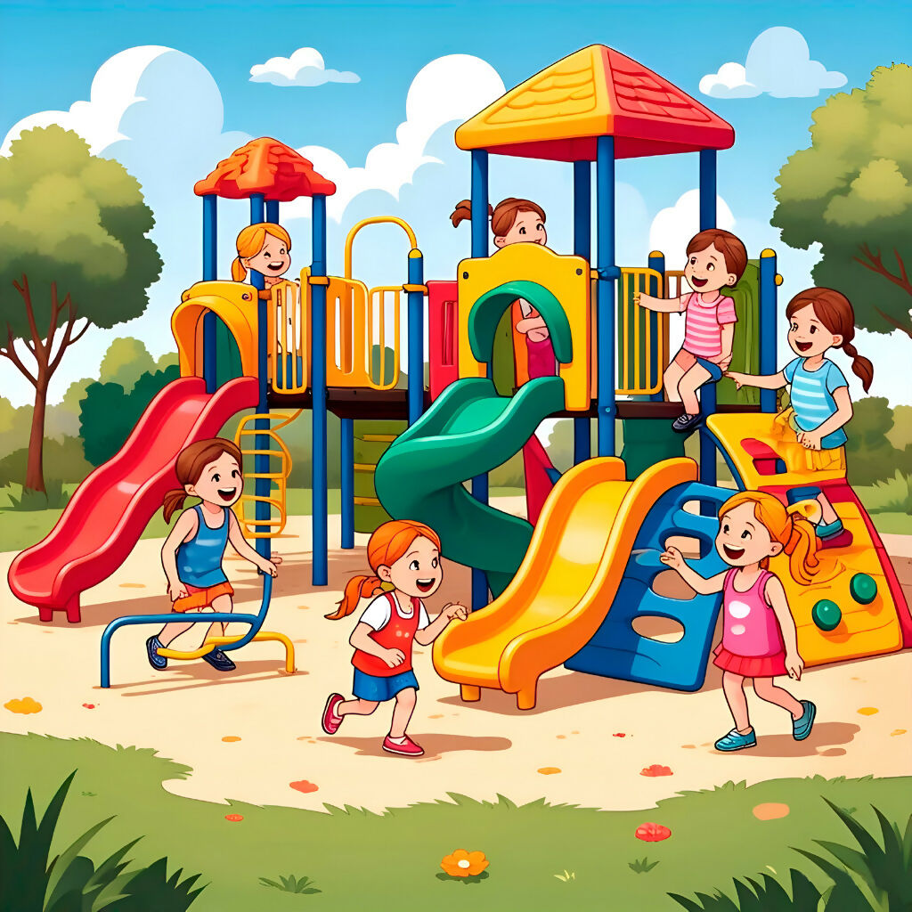 Playland Adventures – A Joyful AI Artwork of Kids Playing