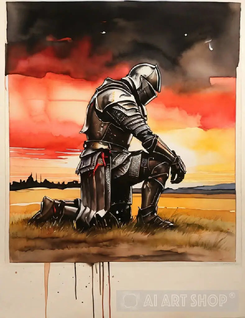 Knight In A Field Kneeling