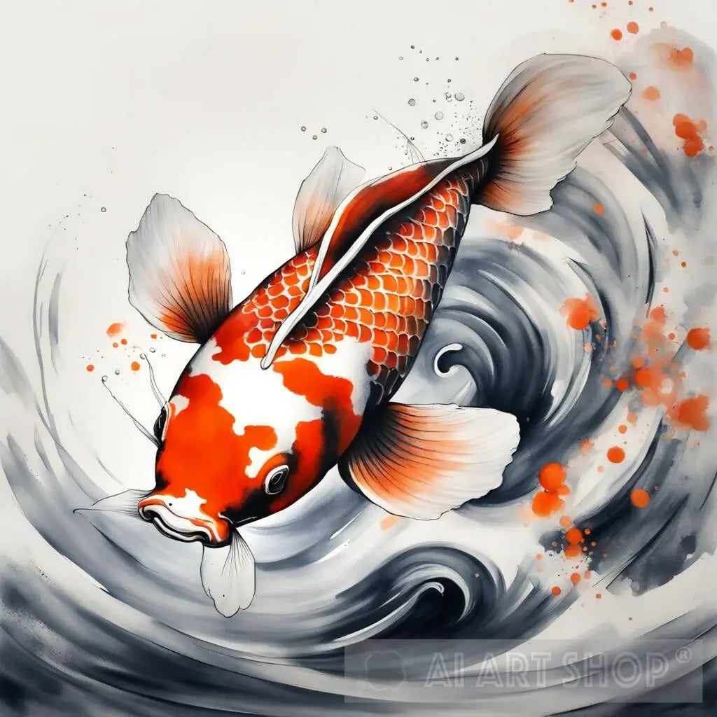 AI artwork of koi fishes in ink