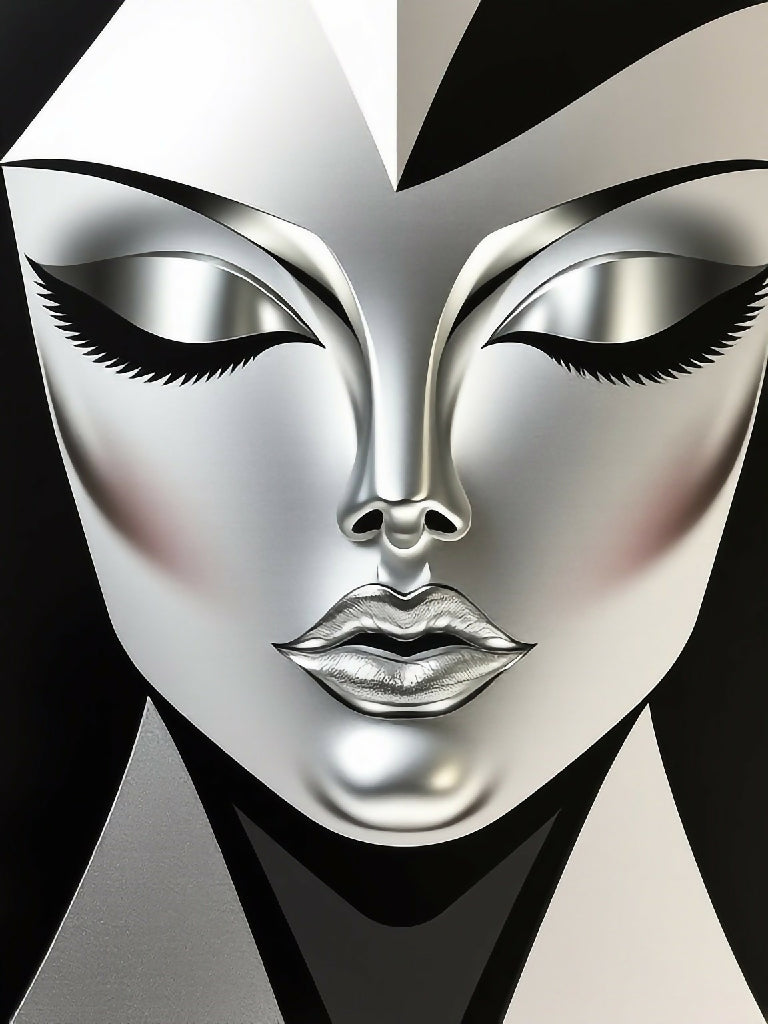 Silver woman´s face No. 1
