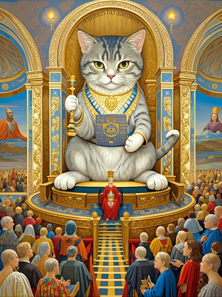 Cat Judgement - Grand Court of Feline Wisdom | AI Artwork